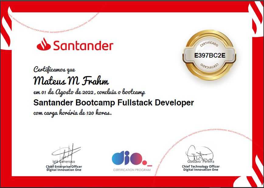 Bootcamp Santander Fullstack Developer 2022