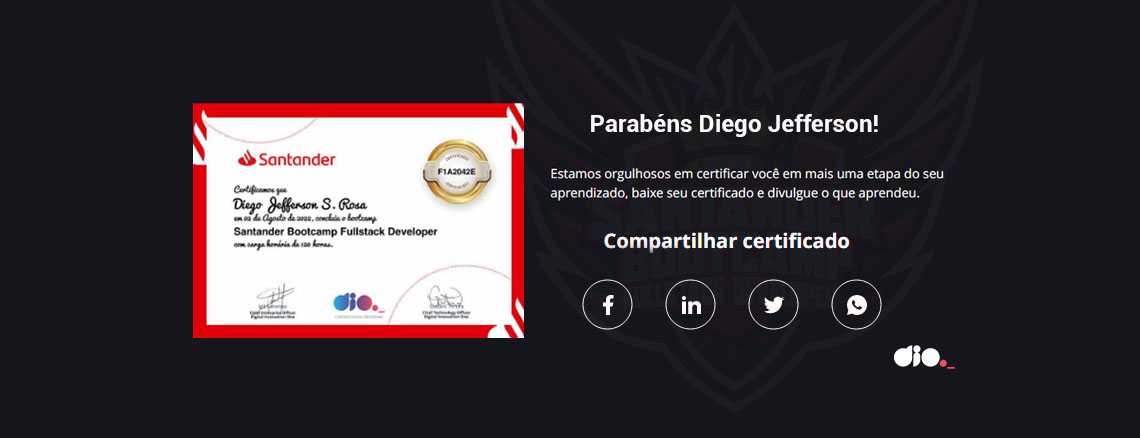 Bootcamp Full Stack do Santander finalizado com sucesso!!👏