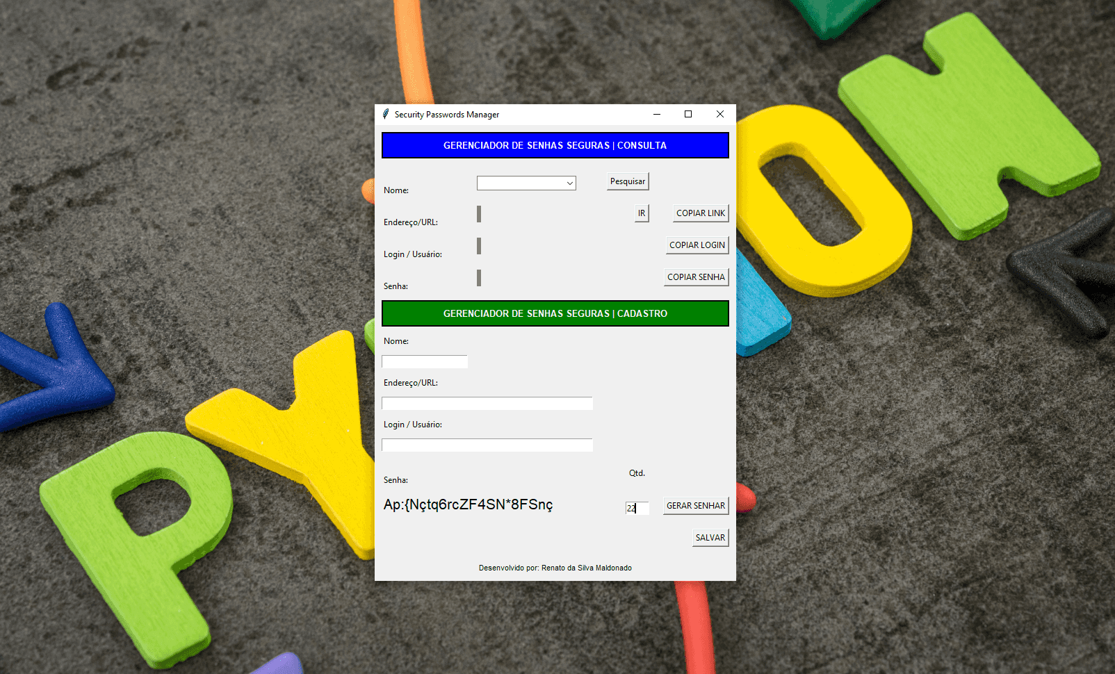 Desenvolvimento Desktop | Gerenciador de Senhas Seguras